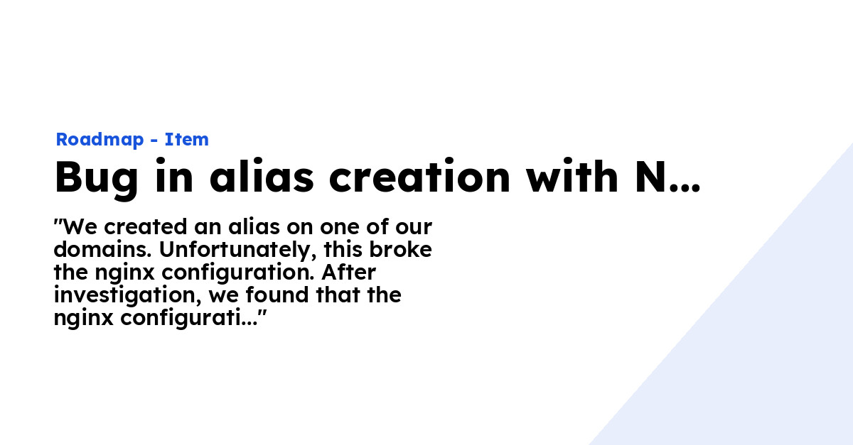 Bug In Alias Creation With Nginx Vhost Ploi Roadmap