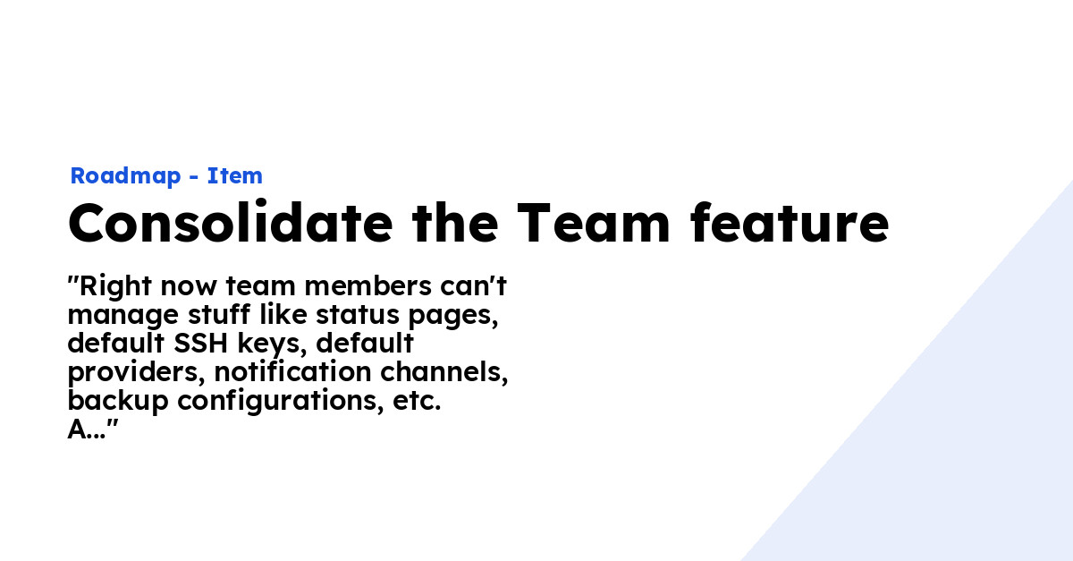 Consolidate the Team feature - Ploi Roadmap