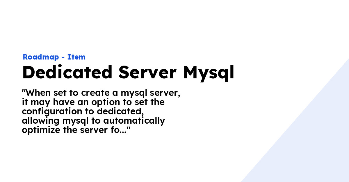Dedicated Server Mysql - Ploi Roadmap