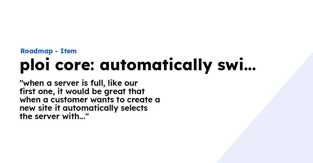 ploi core: automatically switch to other server - Ploi Roadmap