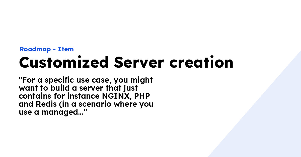 Customized Server creation - Ploi Roadmap