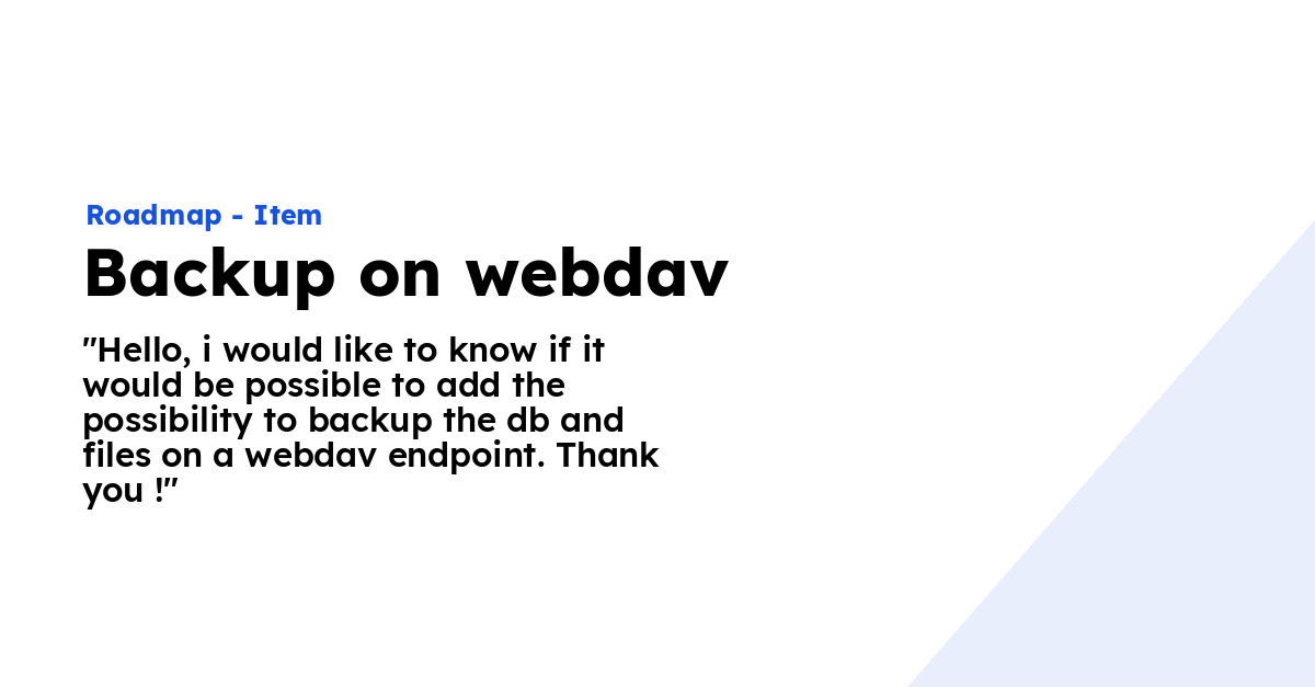 Backup on webdav - Ploi Roadmap