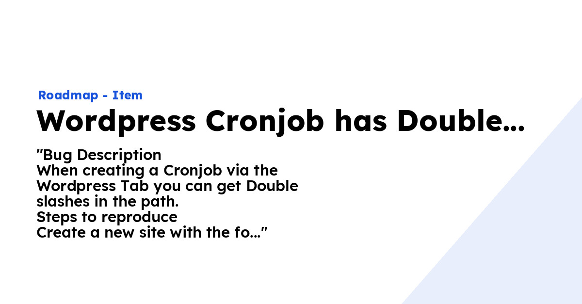 Wordpress Cronjob Has Double Slash In Execution Path Ploi Roadmap