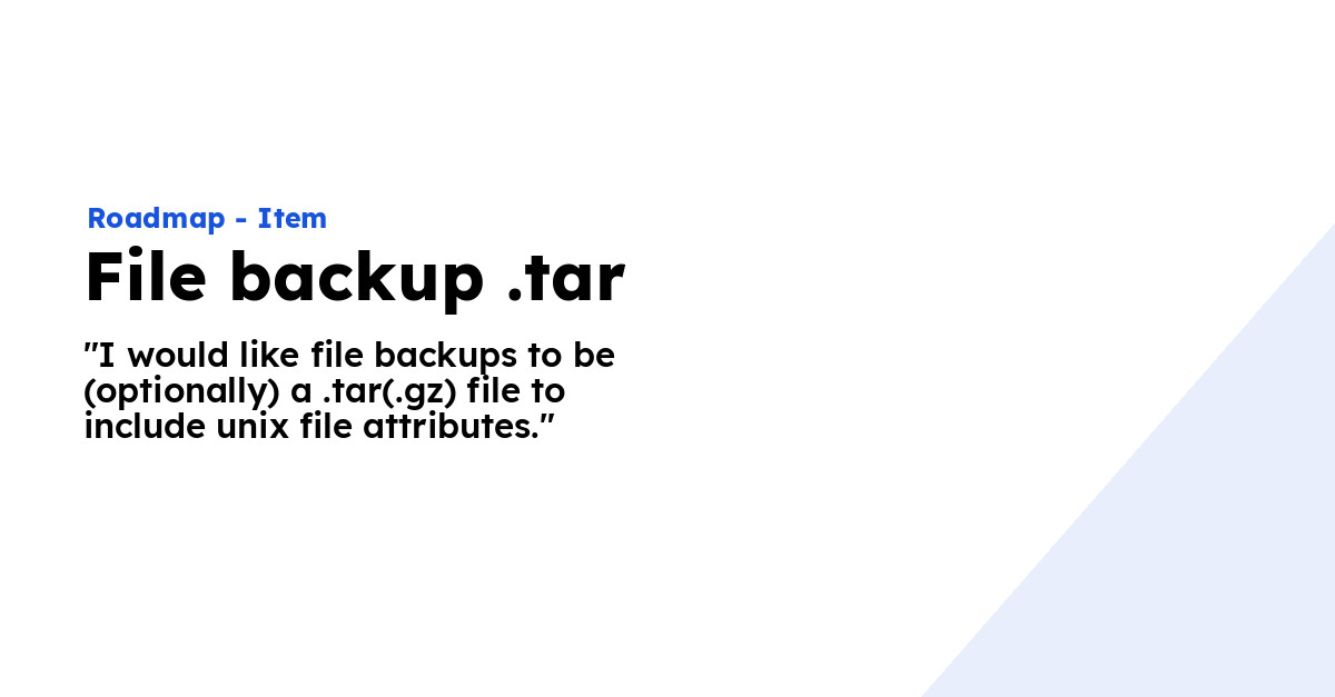 File backup .tar - Ploi Roadmap