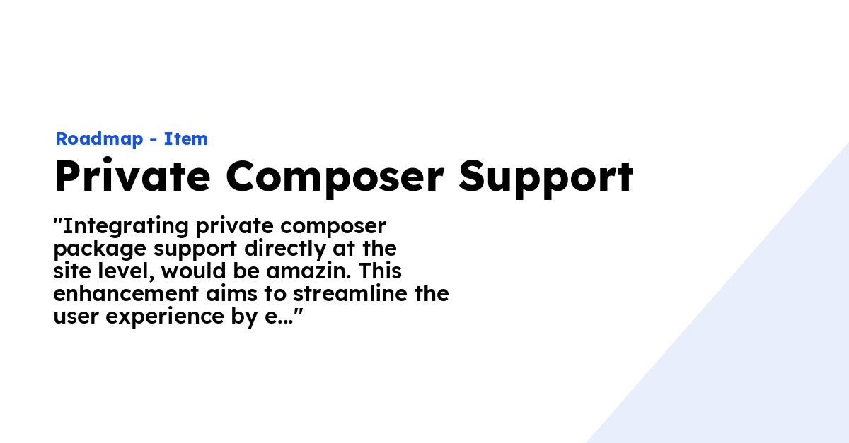 Private Composer Support - Ploi Roadmap