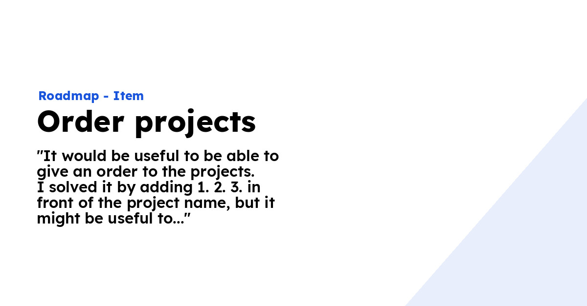 Order projects - Ploi Roadmap