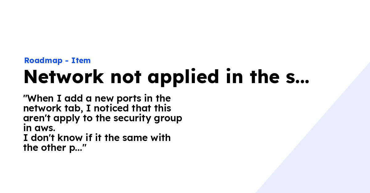 Network not applied in the security group AWS - Ploi Roadmap