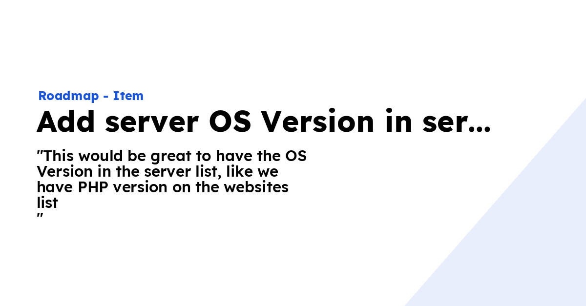 Add server OS Version in server list - Ploi Roadmap