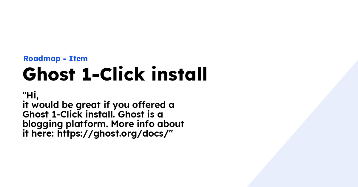 Ghost 1-Click install - Ploi Roadmap