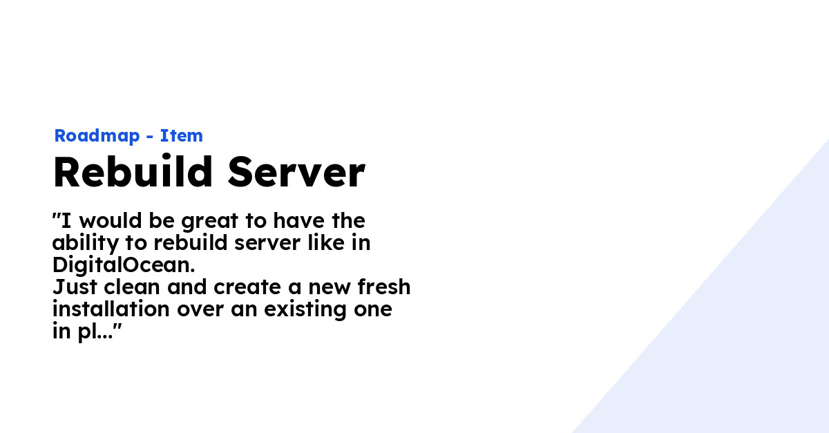 Rebuild Server - Ploi Roadmap