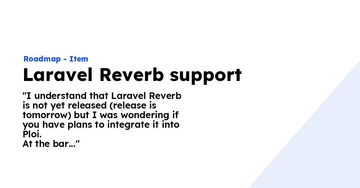 Laravel Reverb Support Ploi Roadmap